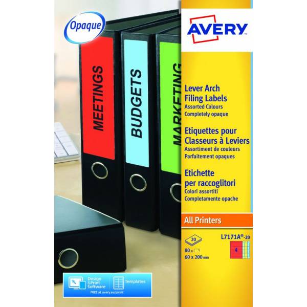Avery Lever Arch Spine Label 200x60mm (Pack of 80) L7171A-20