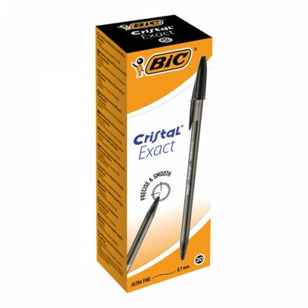 Bic Cristal Ballpoint Pens Ultra Fine 0.7mm Black (Pack of 20) 992603