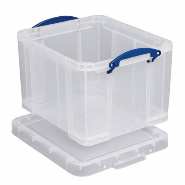 Really Useful 35L Plastic Storage Box With Lid W480xD390xH310mm Clear 35C