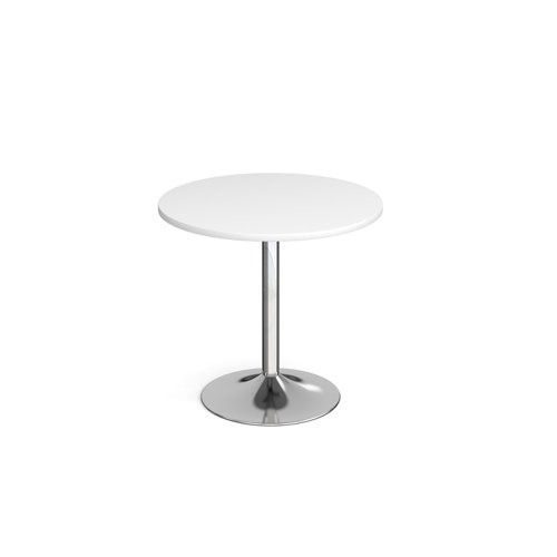 GDC800-C-WH Genoa circular dining table with chrome, TSG Direct