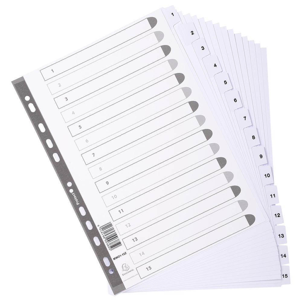 Office Supplies - GUILDHALL MYLAR INDEX A4 1-15 WHITE