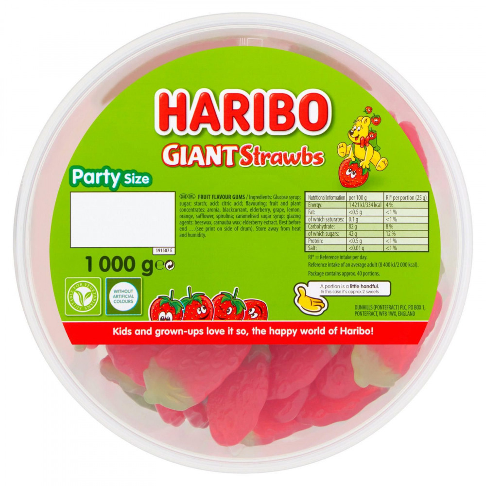 Office Supplies - HARIBO GIANT STRAWB'S 1KG DRUM