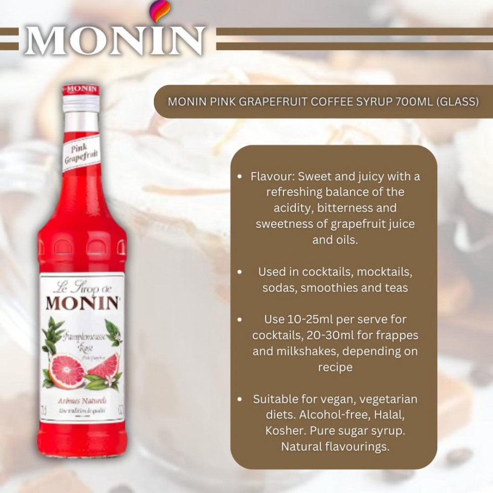 Office Supplies - MONIN PINK GRAPEFRUIT COFFEE SYRUP 700ML