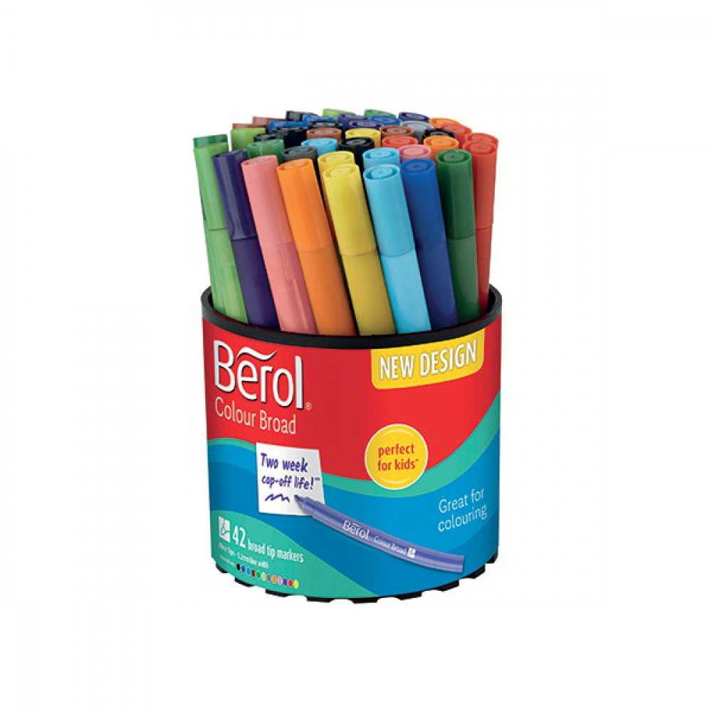 ePower - BEROL COLOUR BROAD PEN ASST WB PK42