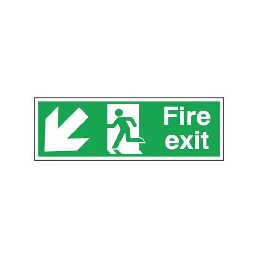 Office Supplies - FIRE EXIT ARROW DOWN/LEFT 150X450MM SIGN
