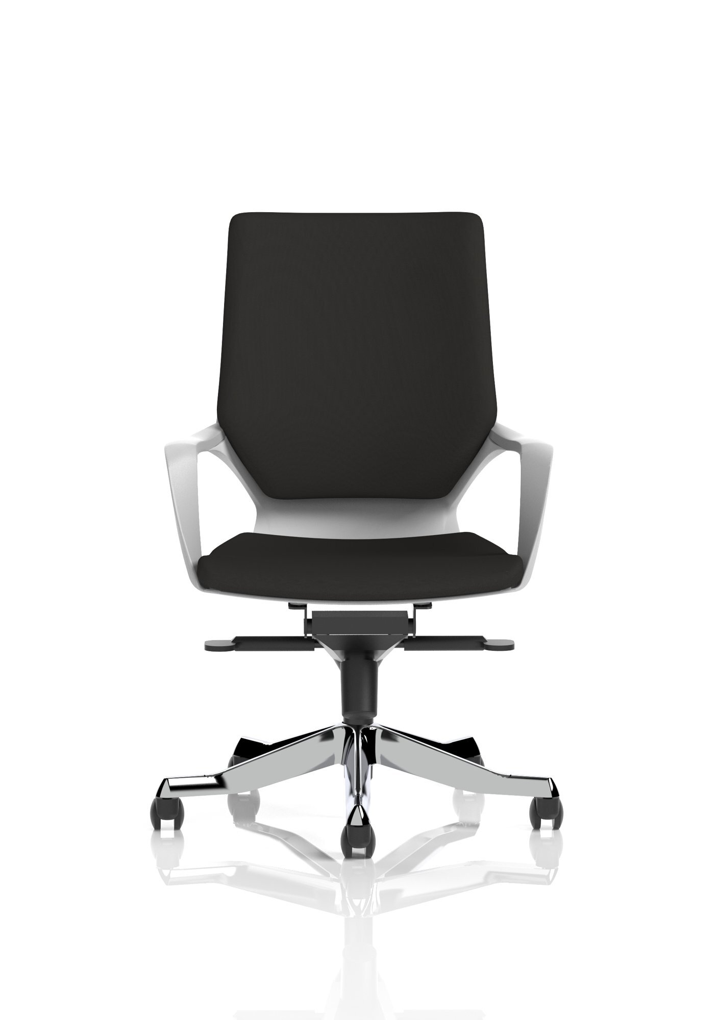 Xenon Executive Chair White Shell Black Fabric Medium Back With Arms