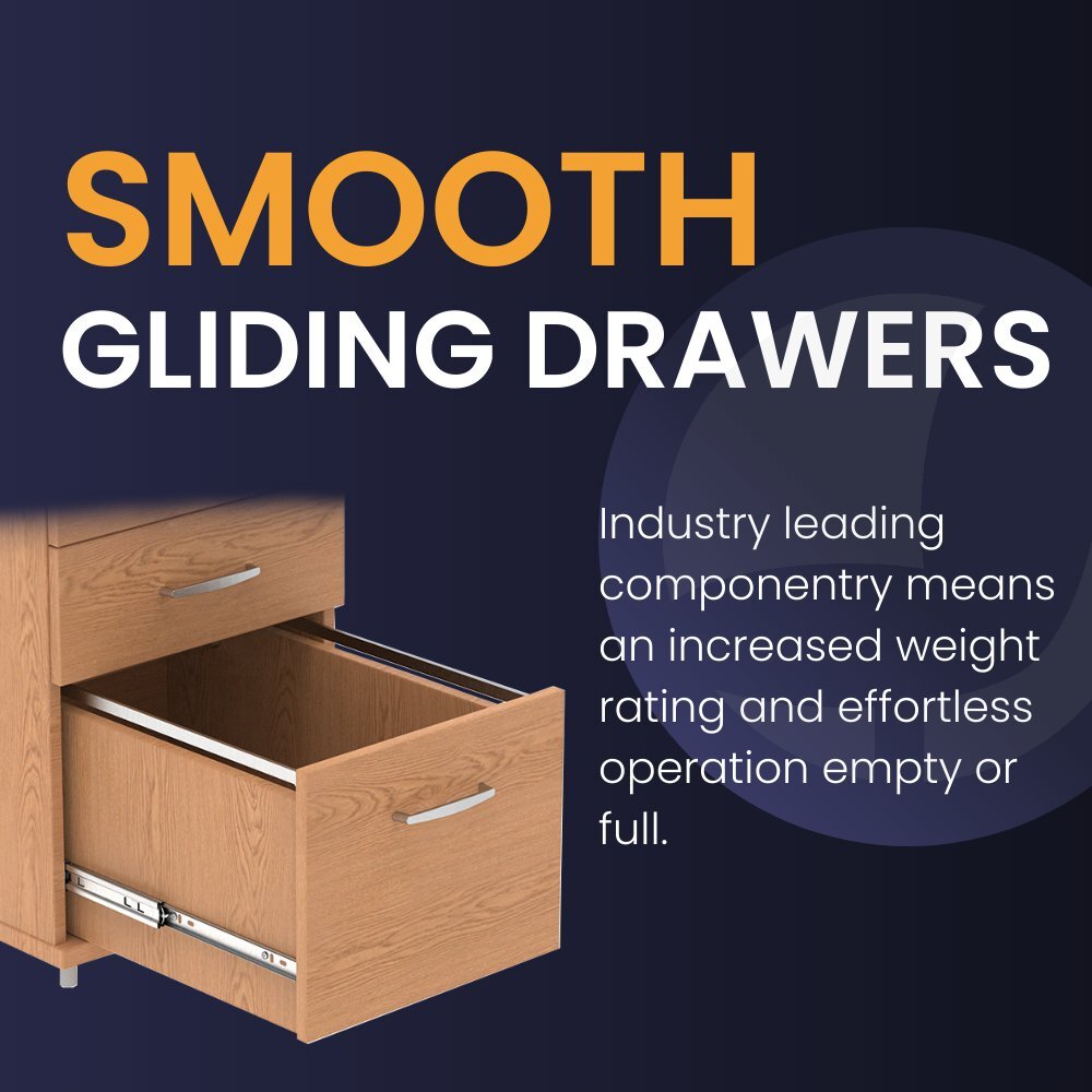 Impulse 3 Drawer Fixed Pedestal Grey Oak